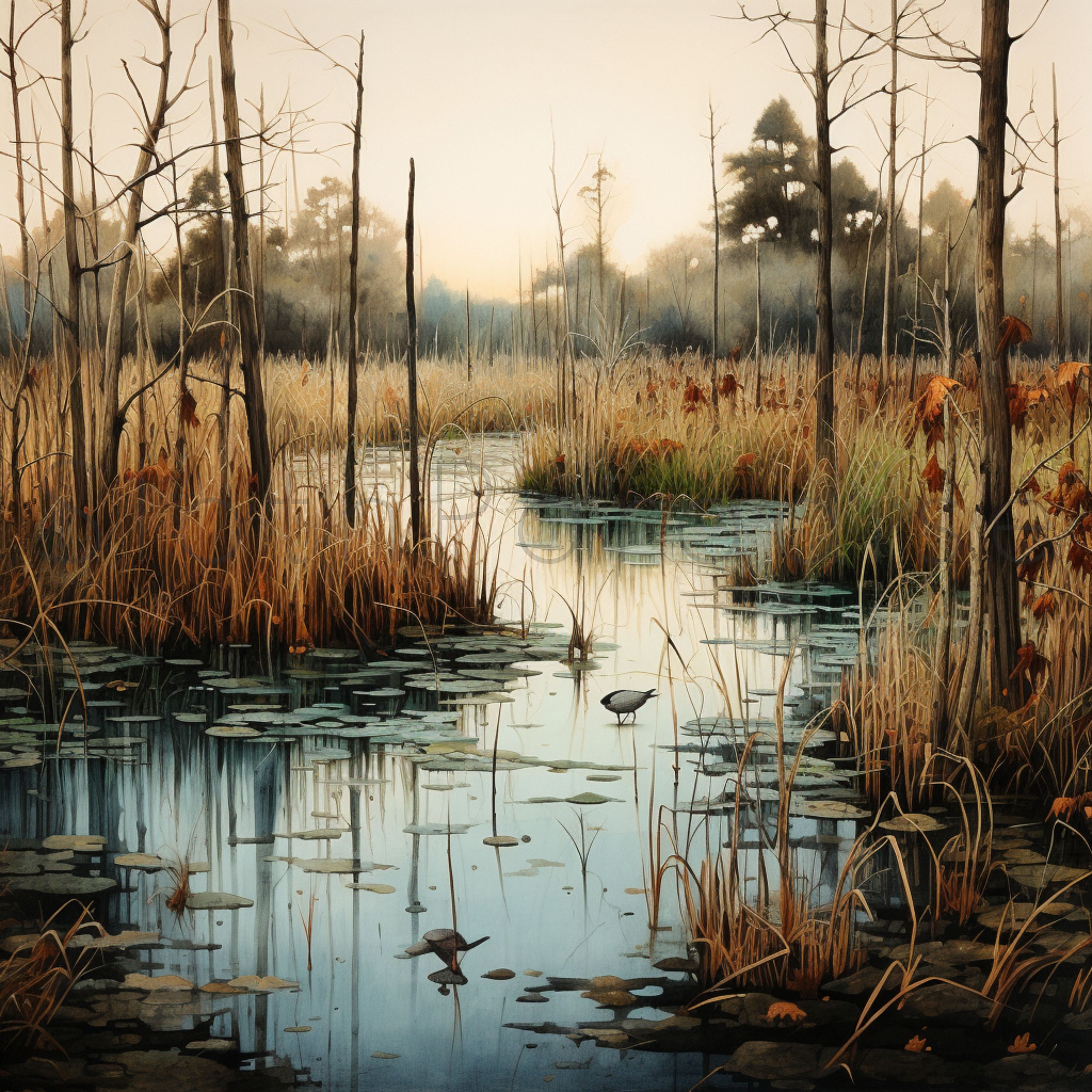 16 JPG Swamp Landscapes Watercolor Clipart Digital Download Commercial ...