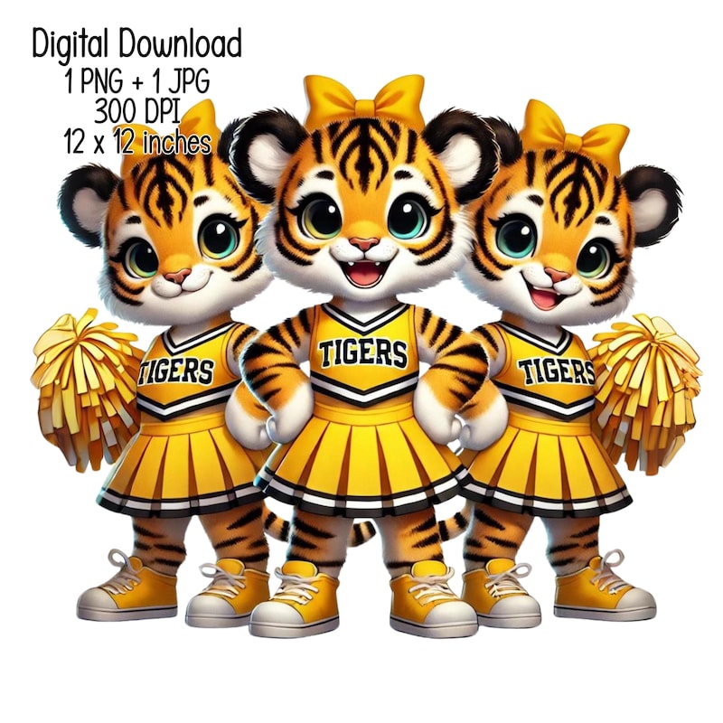 Tiger Cheerleader Clipart - Etsy
