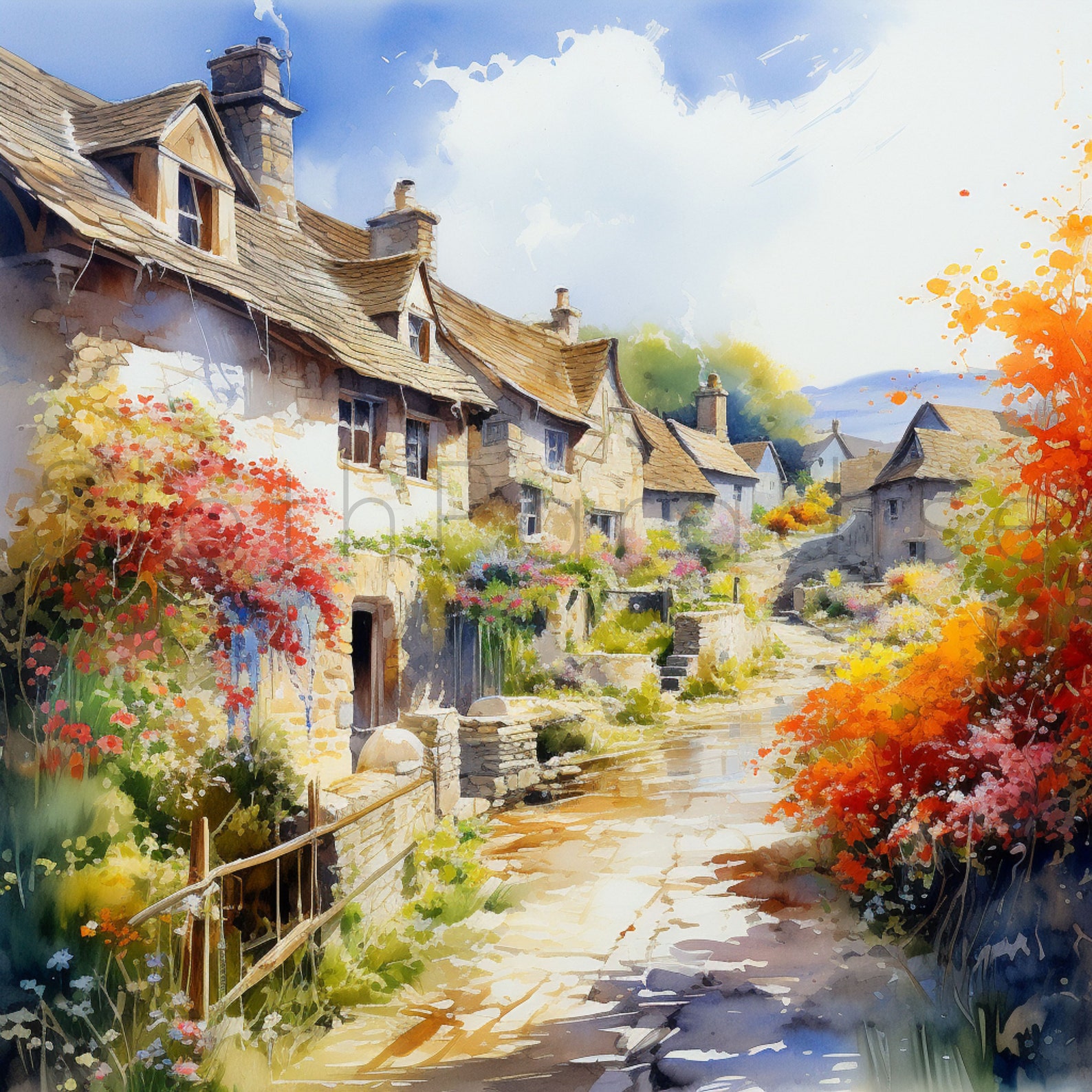 11 JPG English Village Part 2 Watercolor Clipart Digital Download ...