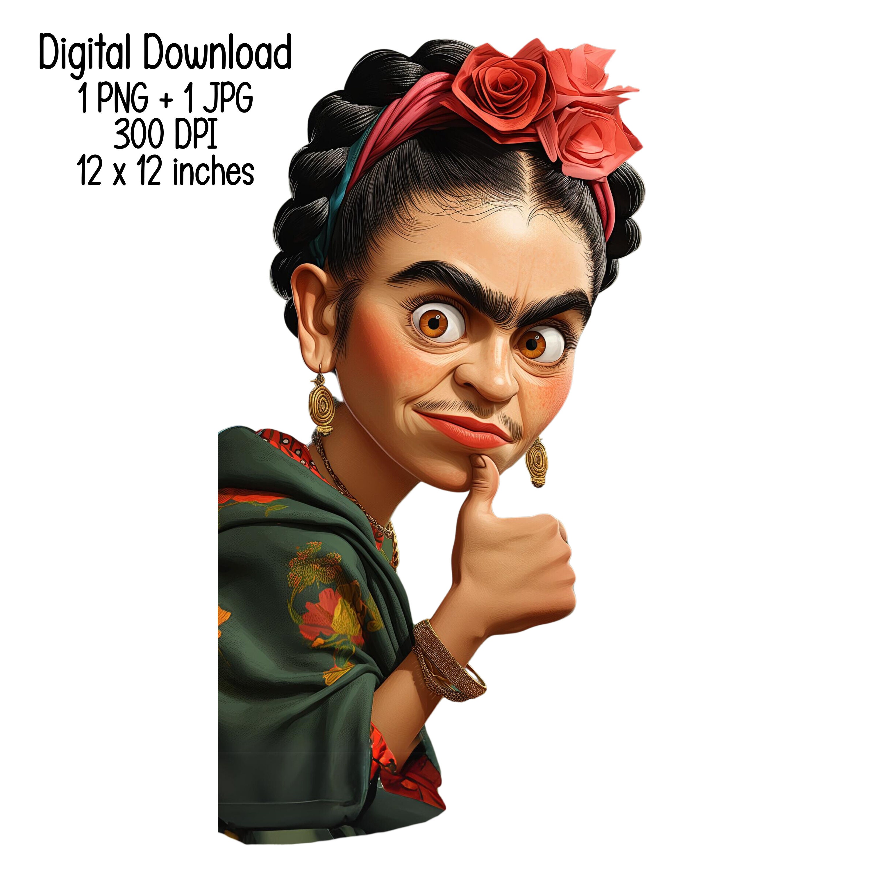 Humorous Frida Kahlo Funny Thumbs up Transparent Digital Download Art ...