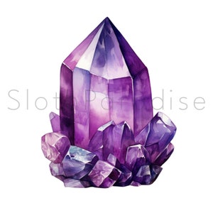 18 PNG Amethyst Crystal Transparent Watercolor Clipart Digital Download ...