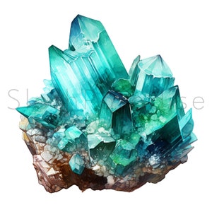 11 PNG Turquoise Crystal Transparent Watercolor Clipart Digital ...