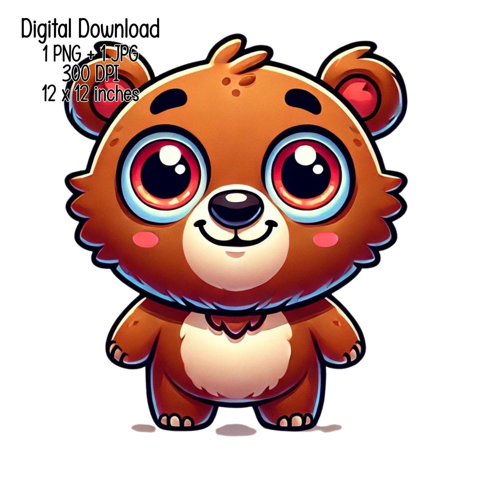 Cute Grizzly Bear Clipart Illustration for Children | Commercial Use ...