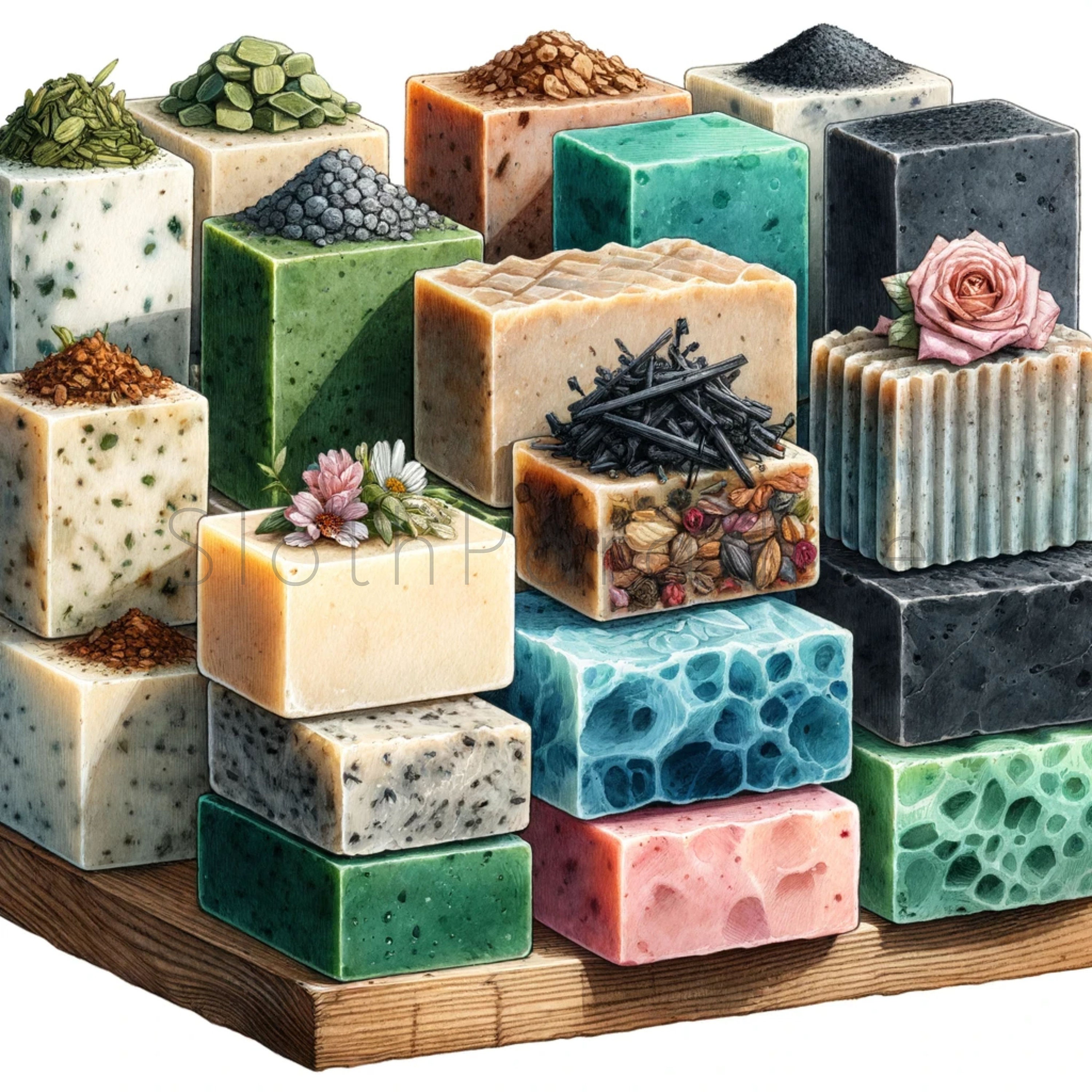 11 JPG Soap Making Process Watercolor Digital Download Commercial Use ...