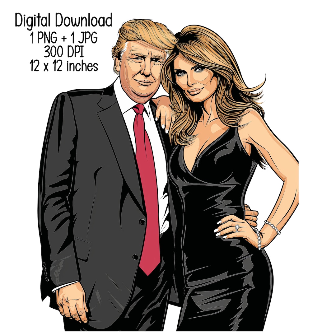 Trump and Melania Transparent Digital Download Clipart Illustration ...