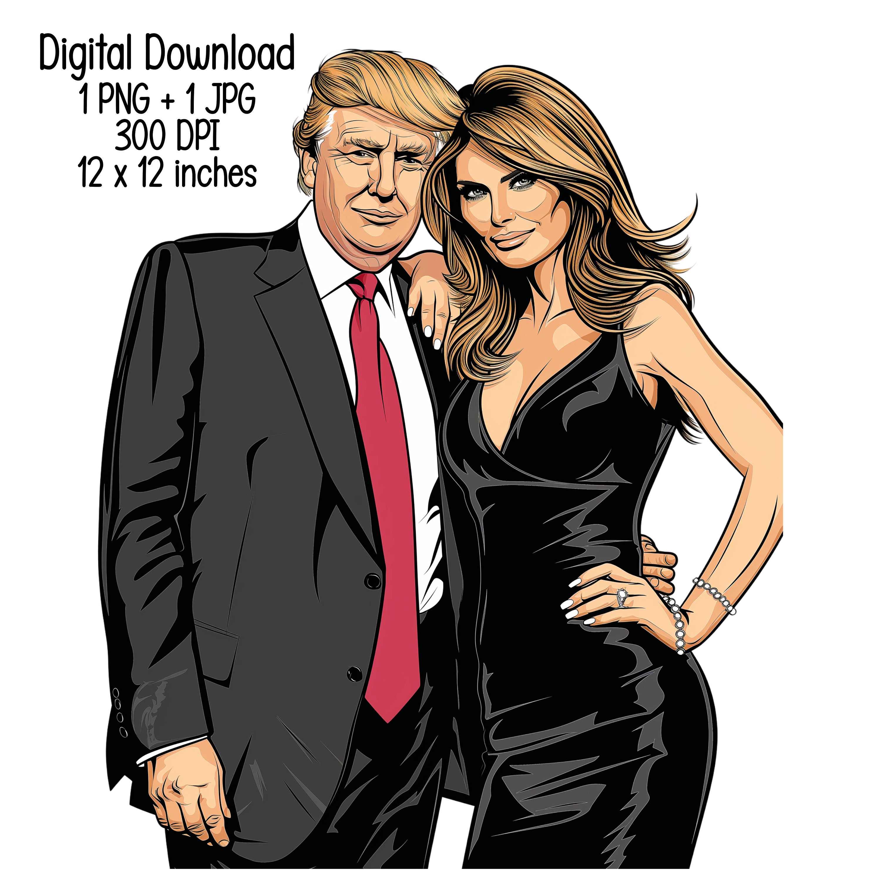 Trump and Melania Transparent Digital Download Clipart Illustration ...