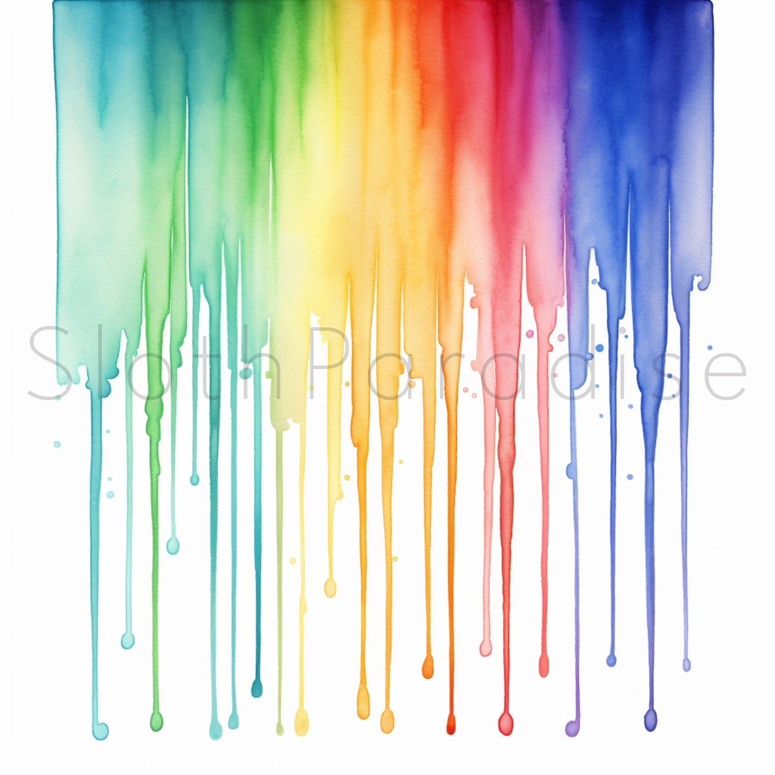 18 JPG Watercolor Rainbow Color Drips Digital Download Commercial Use ...