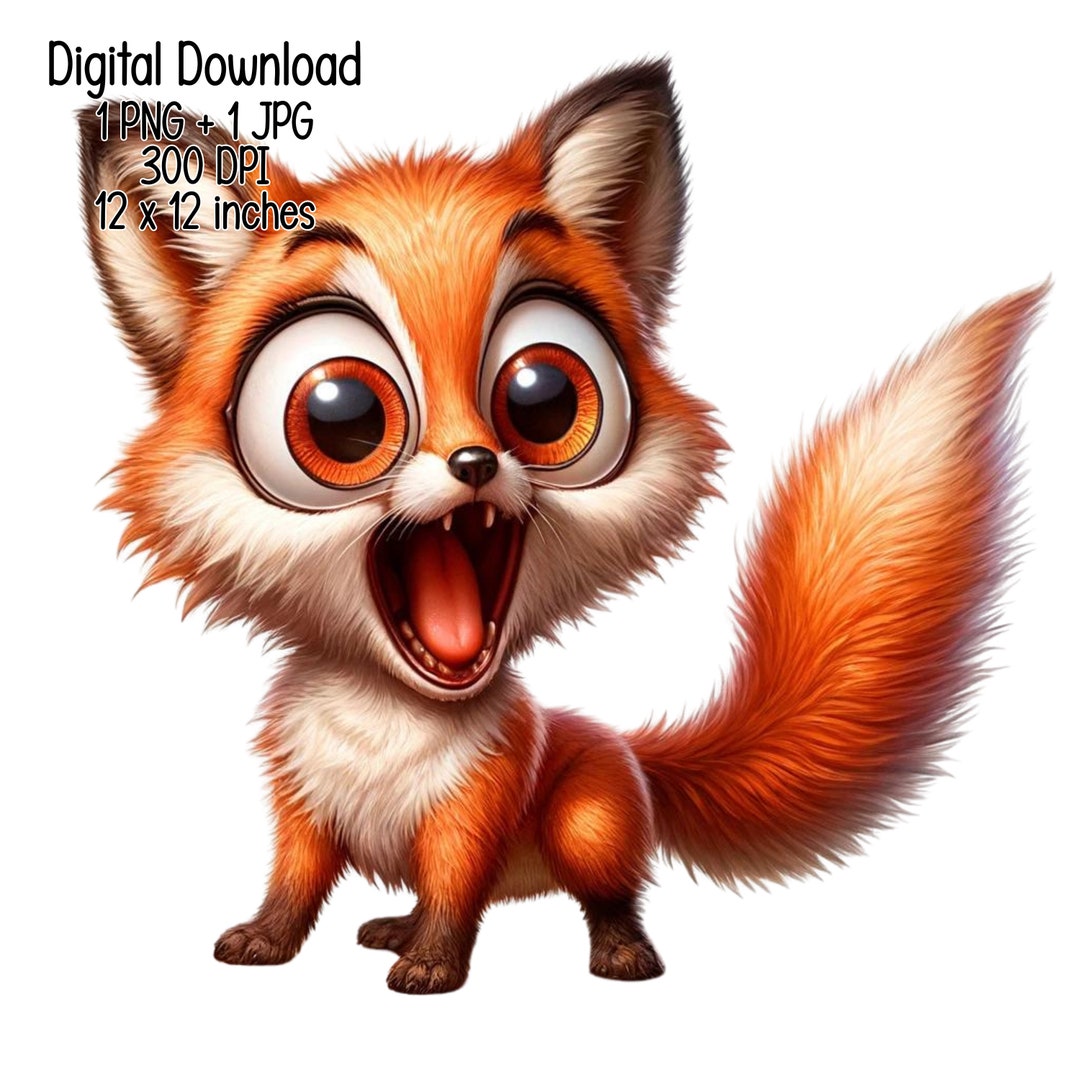 Cute Surprised Fox Humorous Illustration | Digital Download | Funny ...