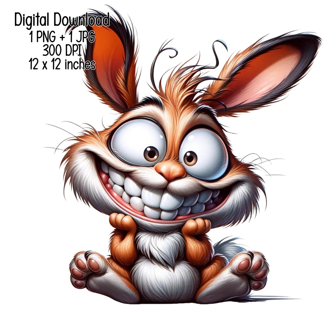 Silly Bunny Illustration Digital Download Clipart PNG JPG - Etsy