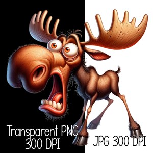 Moose Humorous Illustration | Digital Download | Funny Animal Clipart ...