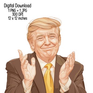 Smiling Trump Clapping Clipart Illustration, Commercial Use ...