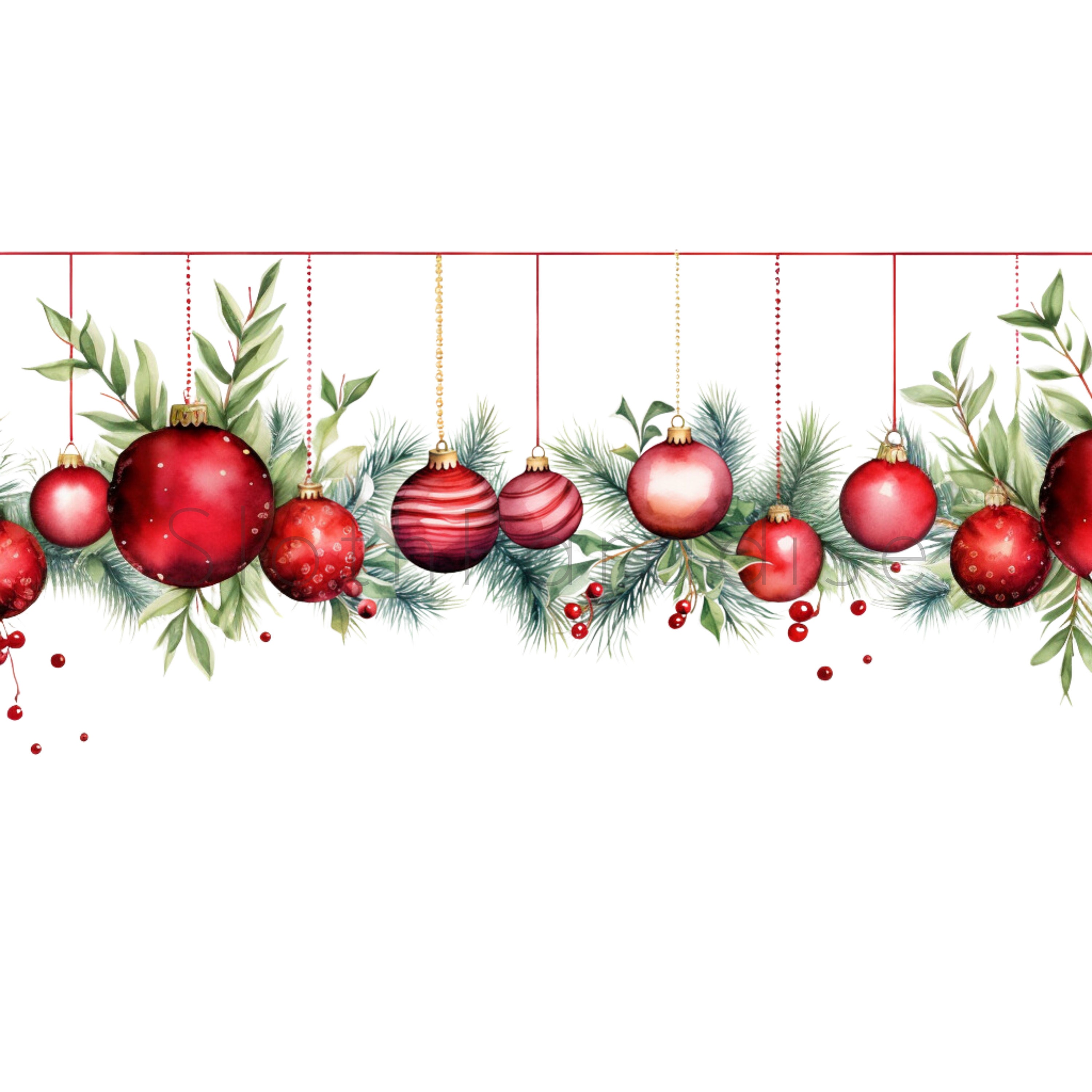 28 PNG Christmas Borders Part 2 Watercolor Transparent Clipart Digital ...