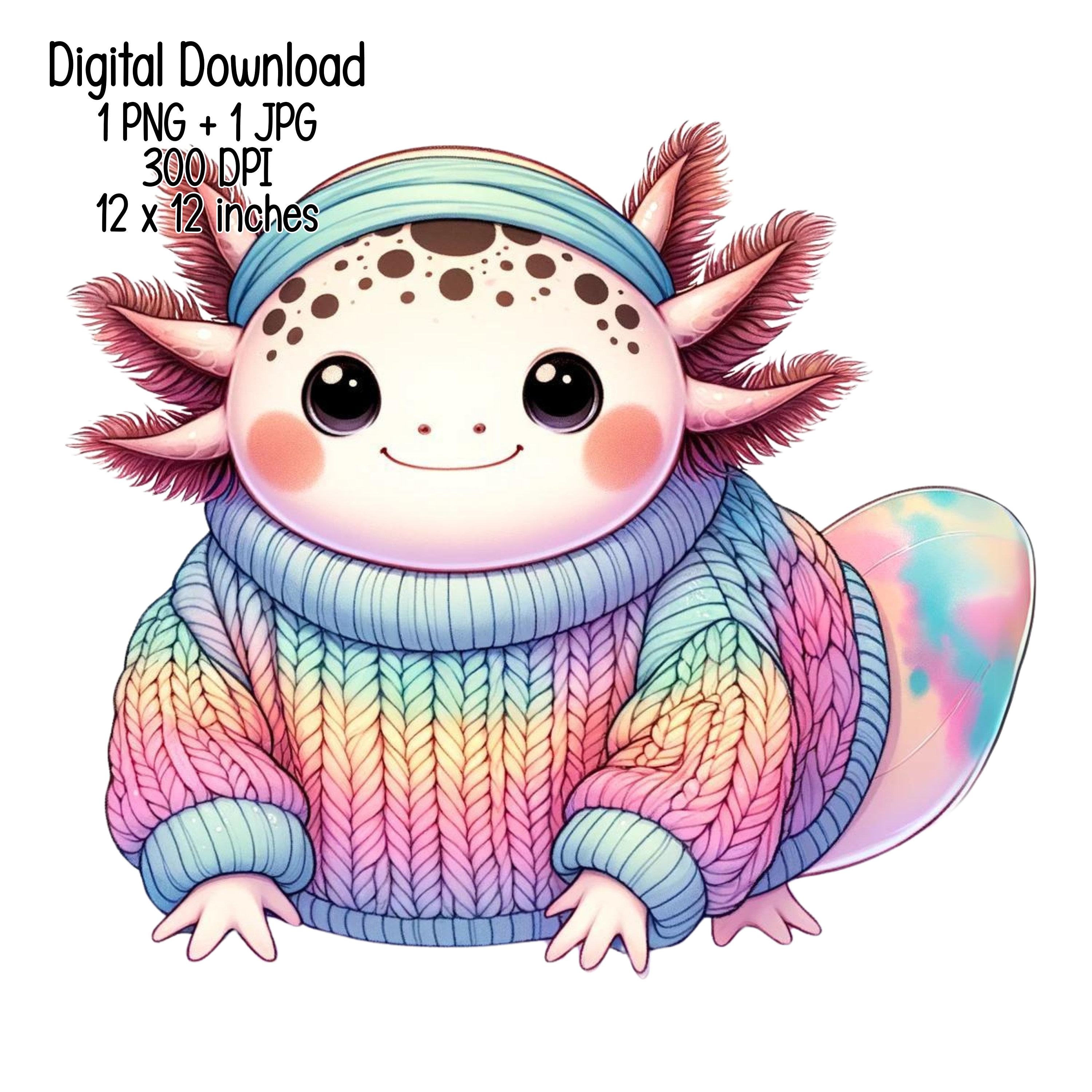 Cute Axolotl Digital Download, Pastel Gradient Axolotl Illustration ...