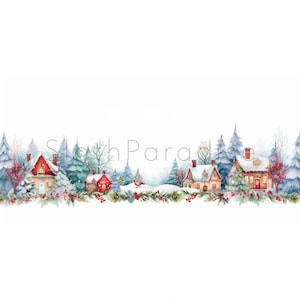 61 JPG Christmas Borders Watercolor Digital Download Commercial Use ...