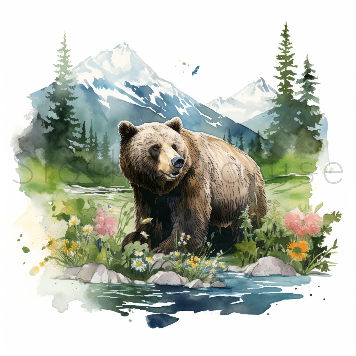 13 JPG Alaska Landscapes Watercolor Clipart Digital Download Commercial ...