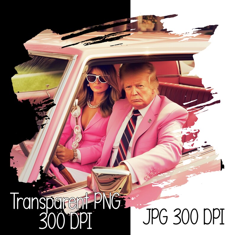 Donald Trump and Melania in Pink Clipart Illustration Digital Download ...