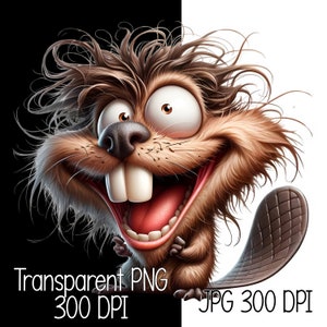Crazy Beaver Humorous Illustration | Digital Download | Funny Animal ...