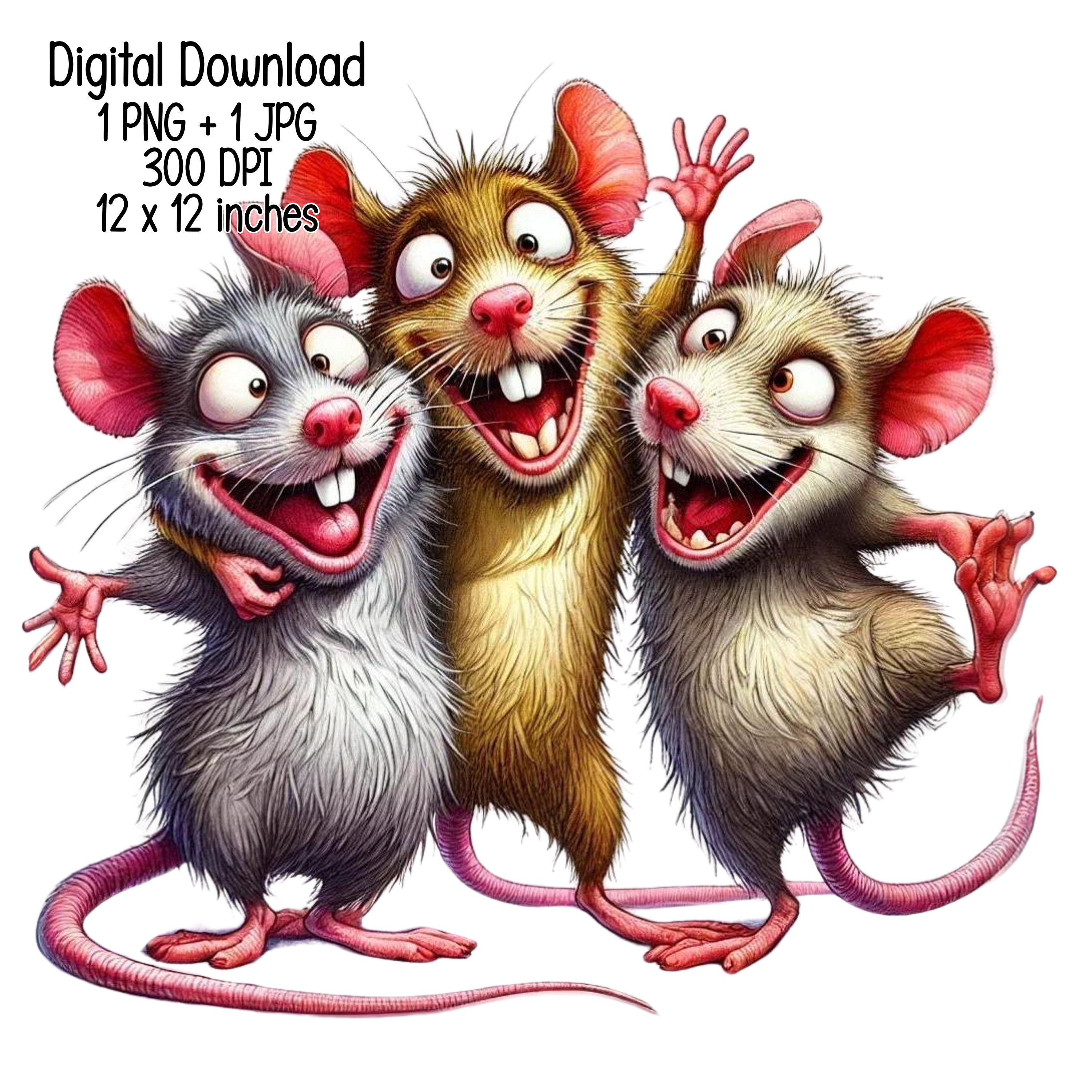Crazy Mice Besties Illustration | Digital Download | Clipart PNG JPG - Etsy