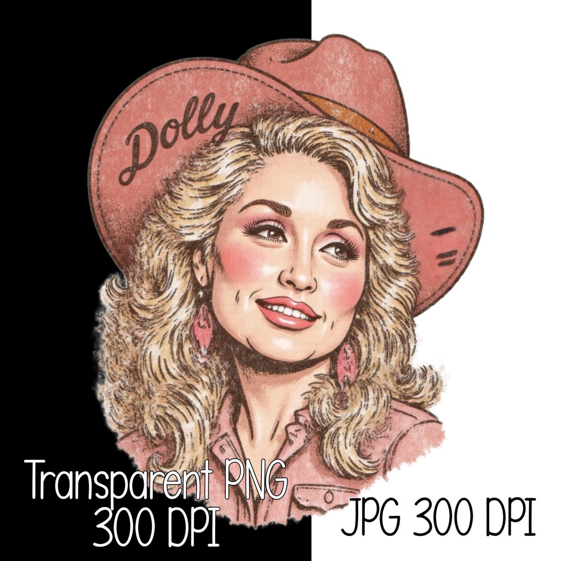 Dolly Vintage Vibe PNG, Country Western Portrait, Stylish Dolly Clipart ...
