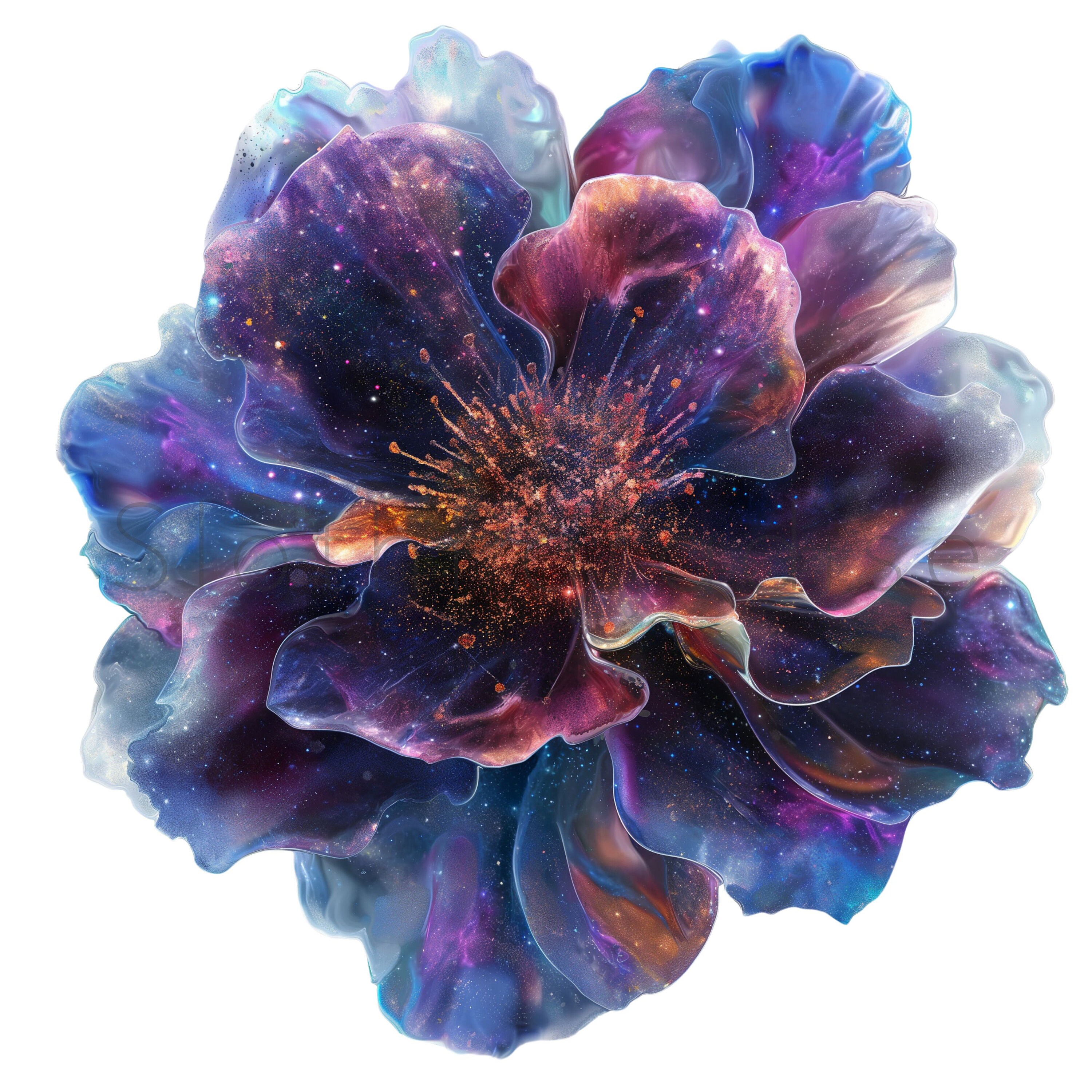 10 Abstract Galaxy Flower Clipart | Cosmos Blue Floral Print ...