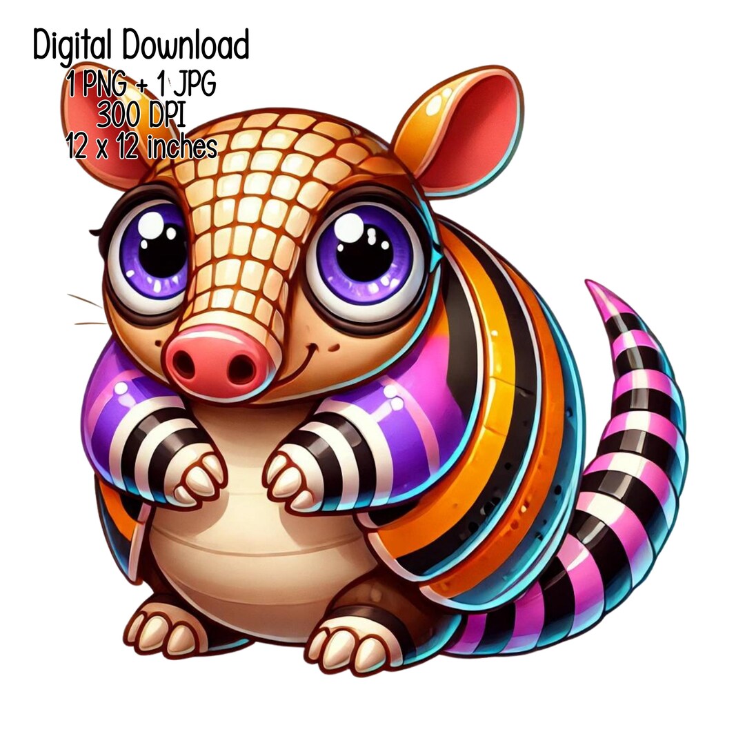 Cute Armadillo Clipart Illustration for Children | Commercial Use | Sublimation Designs ...