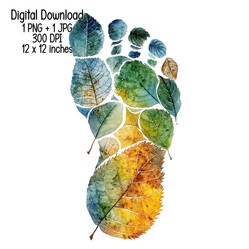 Human Footprint With Leaf Texture Illustration Clipart Commercial Use ...