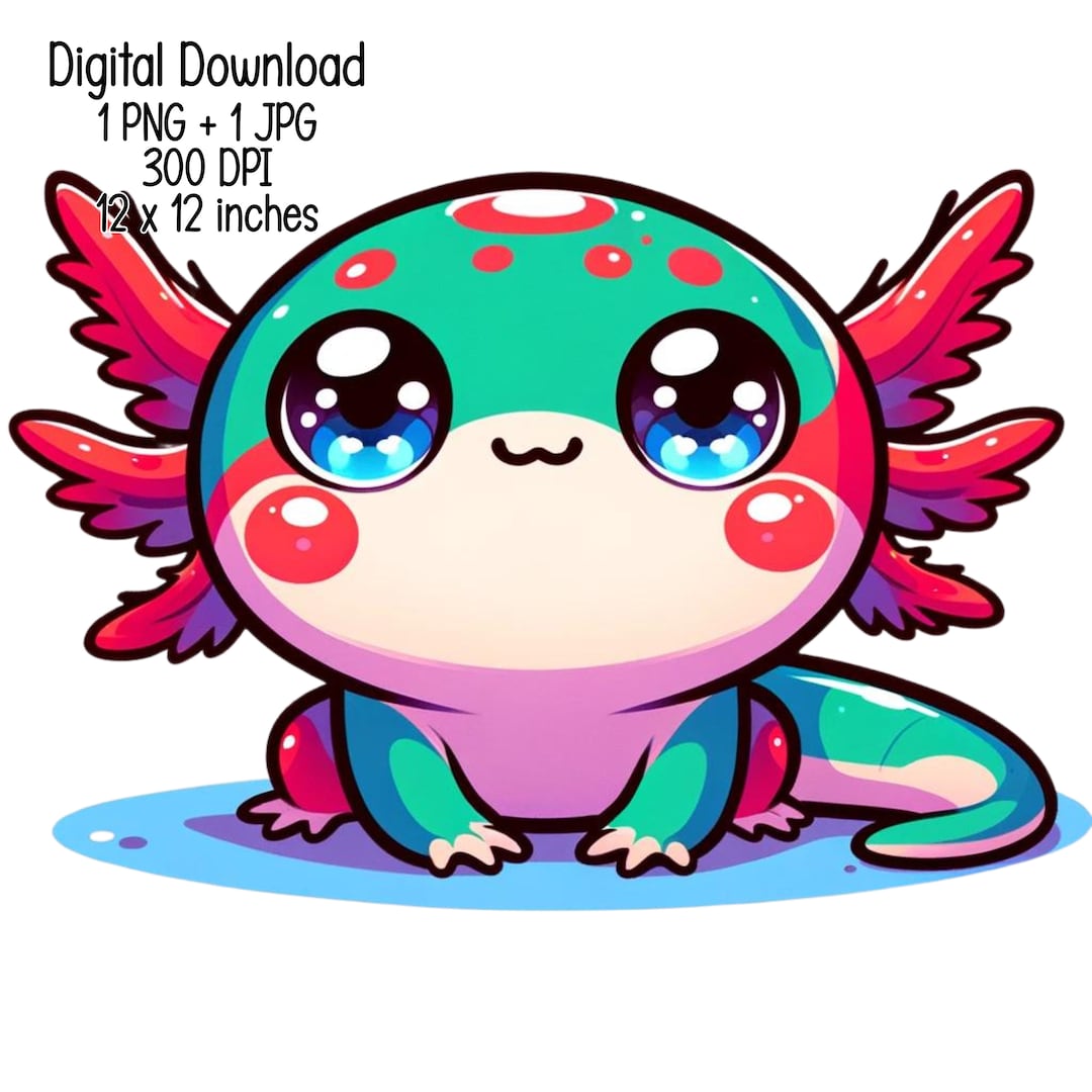 Axolotl Cute and Green Children Clipart Illustration Sea Animals ...
