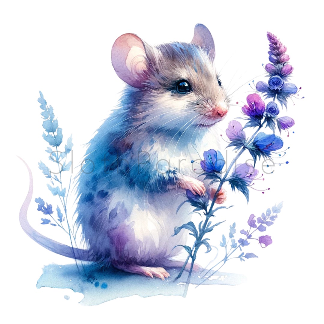 13 PNG Adorable Mouse Standing Near Different Wildflowers Transparent ...