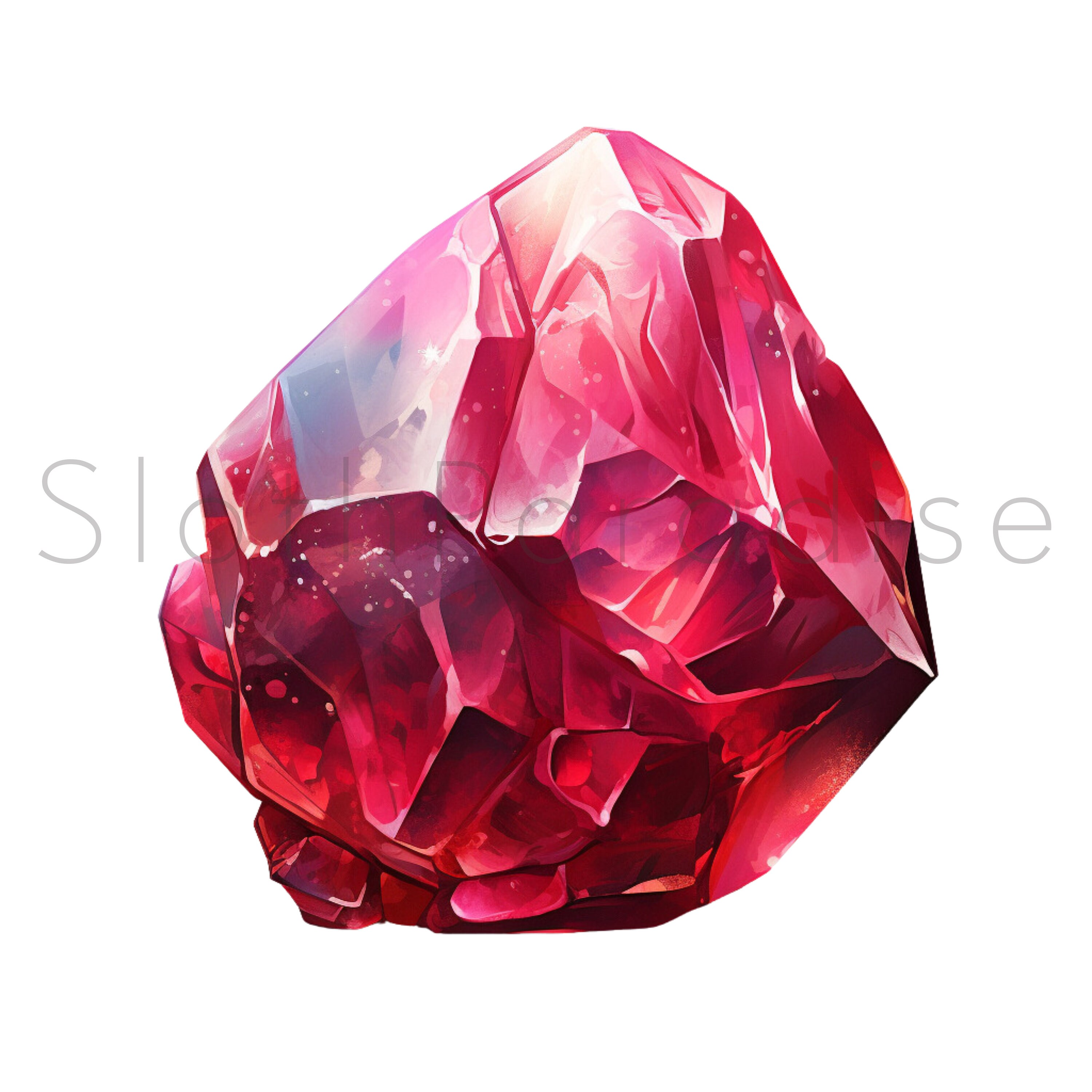 16 PNG Ruby Crystal Transparent Watercolor Clipart Digital Download ...