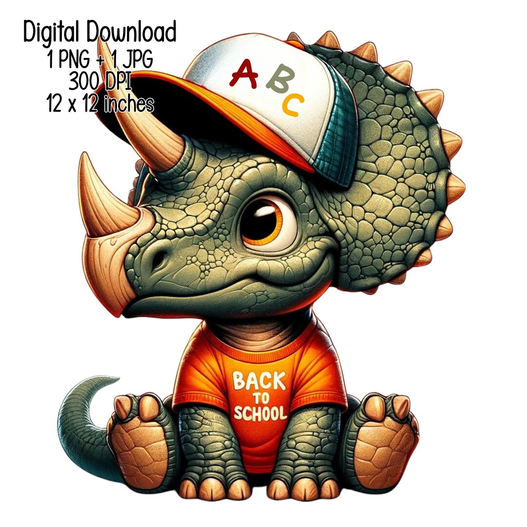 Dino Back to School Clipart Illustration ABC Triceratops Commercial Use ...
