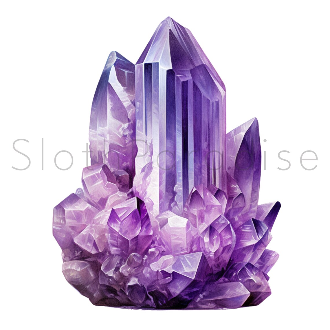 18 PNG Amethyst Crystal Transparent Watercolor Clipart Digital Download ...