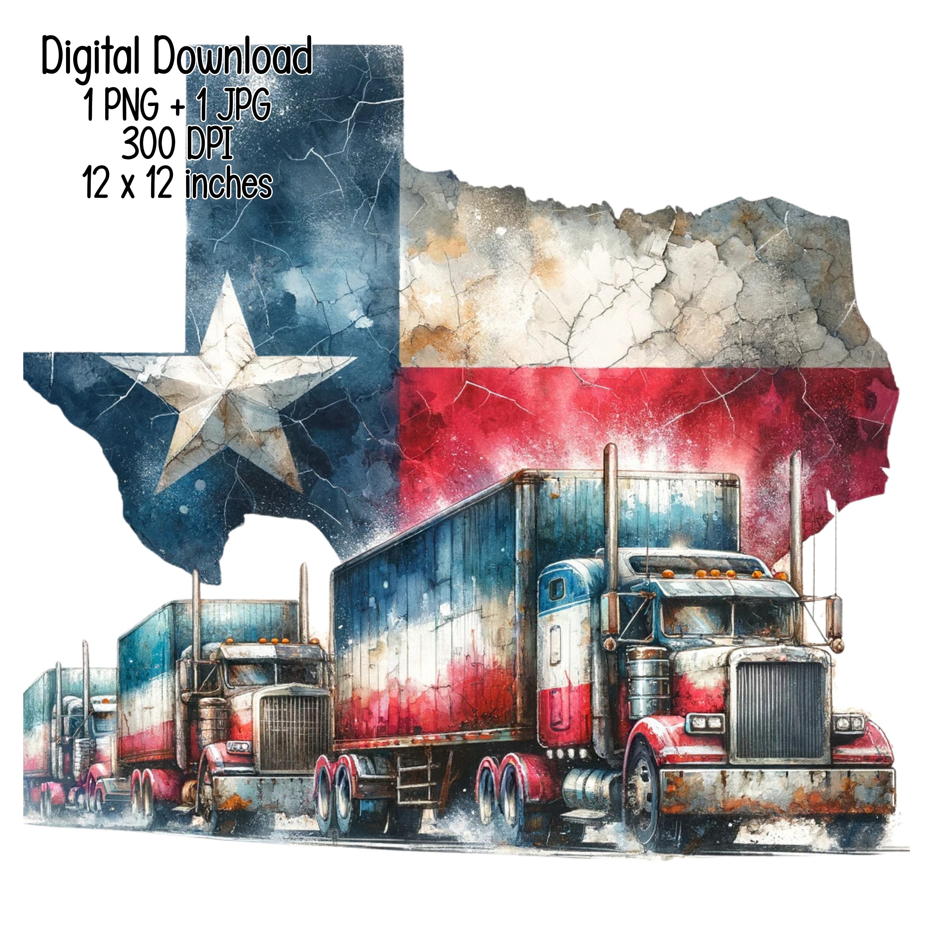Truck Convoy Texas State Flag Digital Download, Texas Flag and Border ...