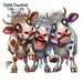 Humorous Crazy Cows Besties Illustration Digital Download Clipart PNG ...