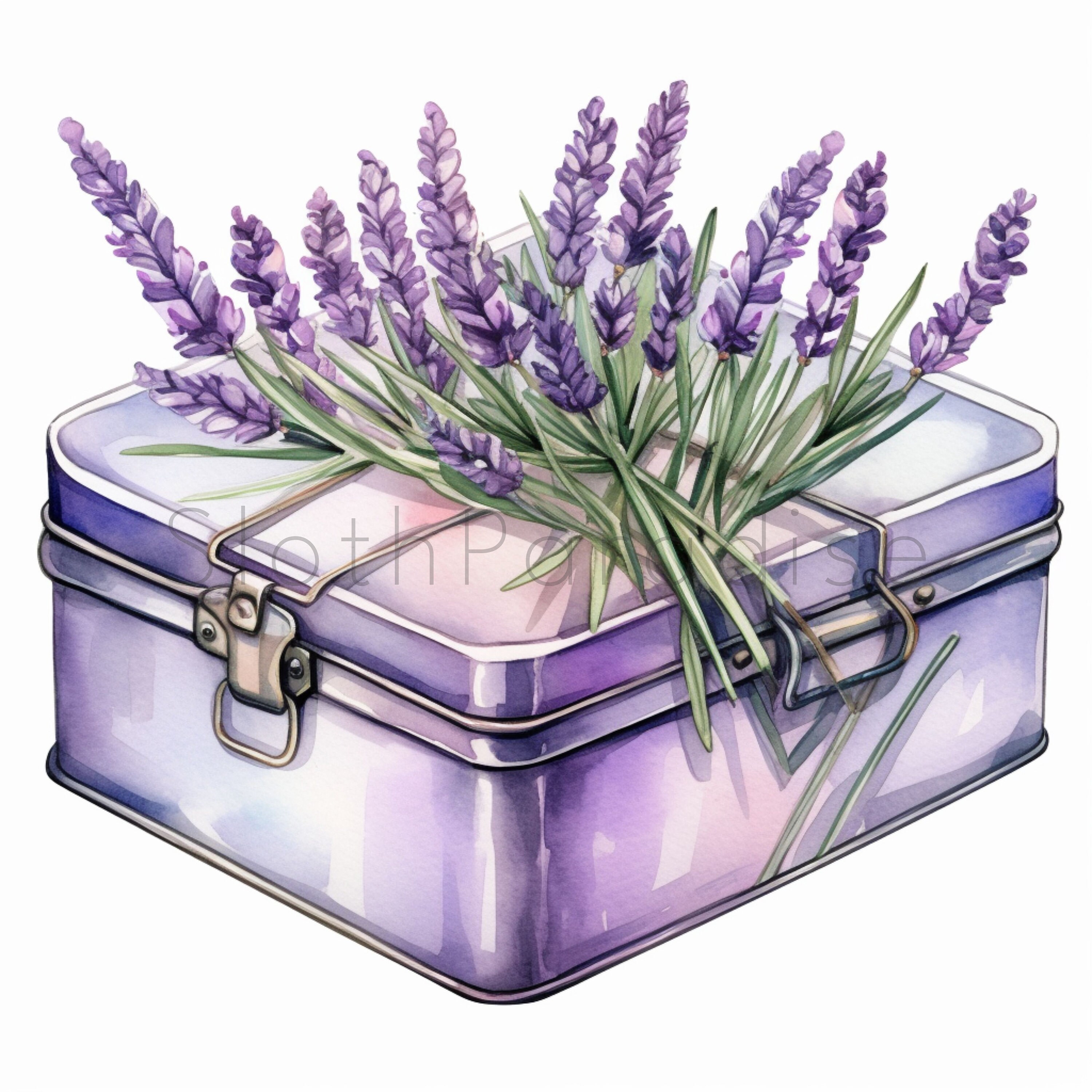 21 JPG Lavender Wreath Soap Box Bouquet Watercolor Digital Download ...