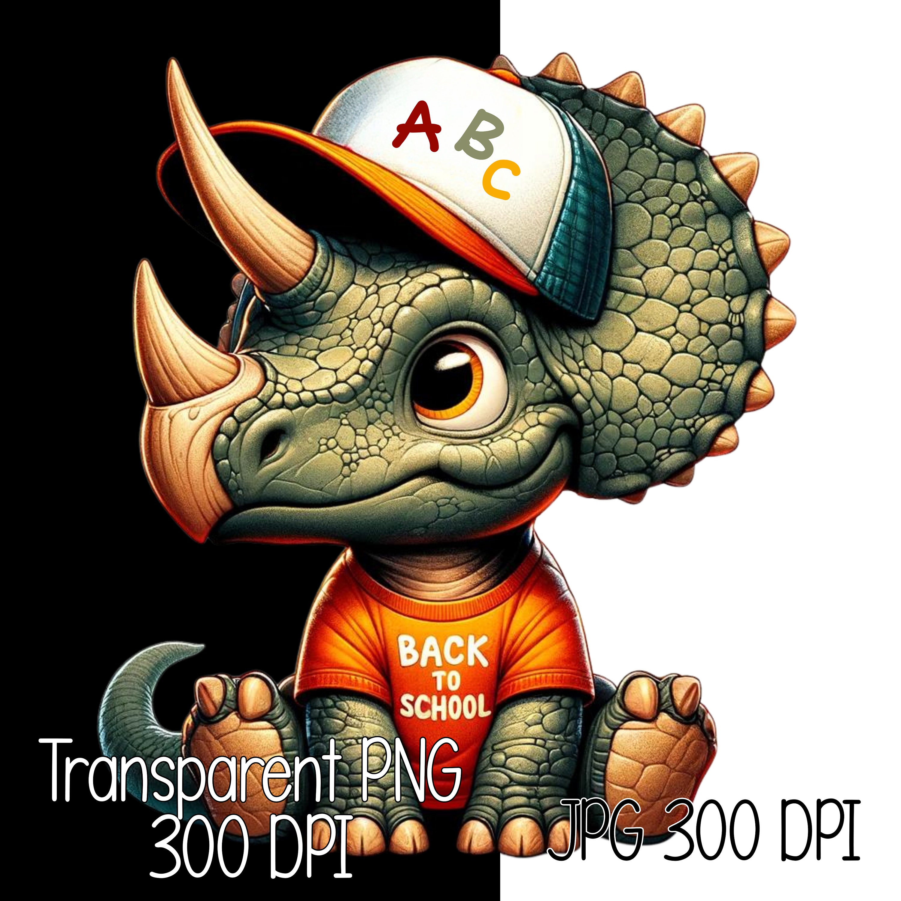 Dino Back to School Clipart Illustration ABC Triceratops Commercial Use ...