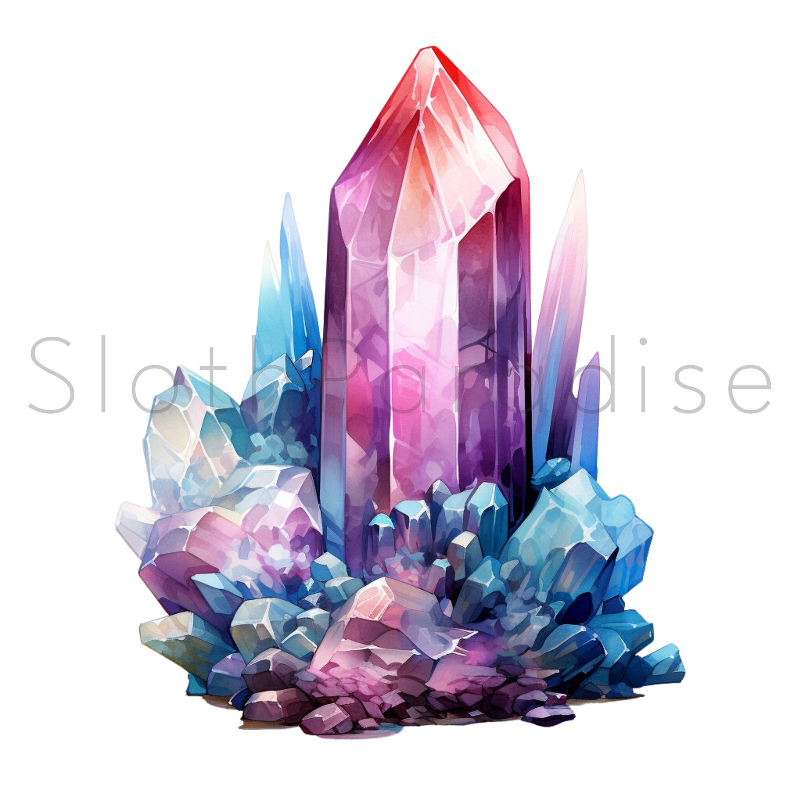 14 PNG Fluorite Crystal Transparent Watercolor Clipart Digital Download ...