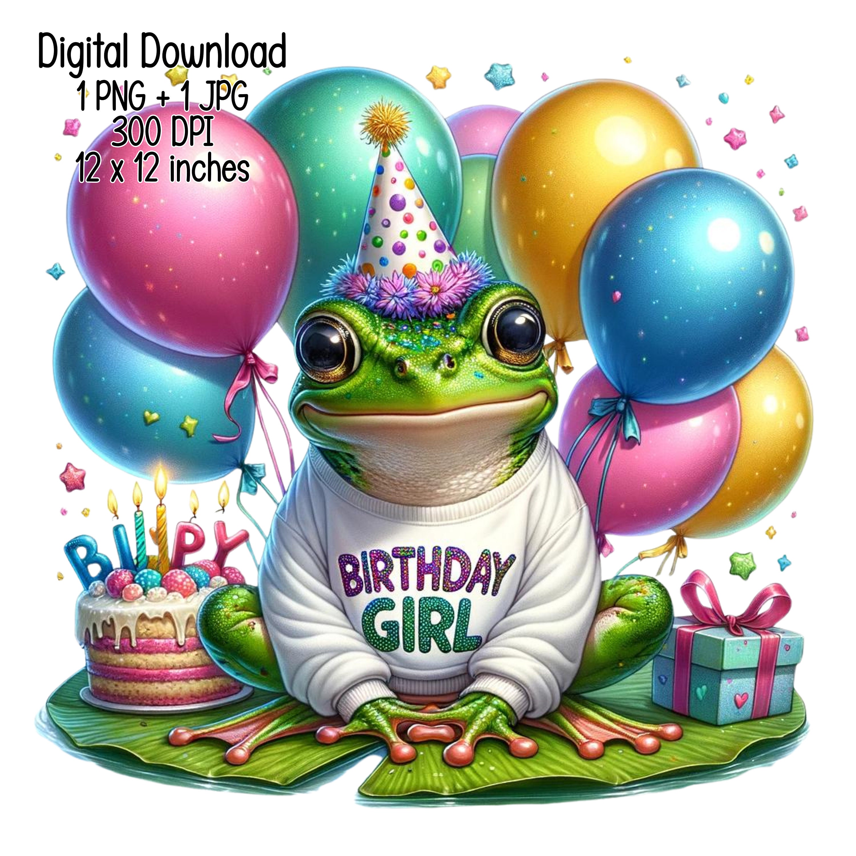 Cute Frog Birthday Girl Digital Download Girl Birthday Decorations ...