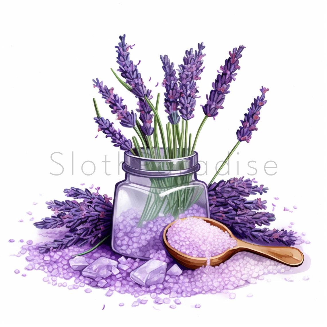 21 JPG Lavender Wreath Soap Box Bouquet Watercolor Digital Download ...
