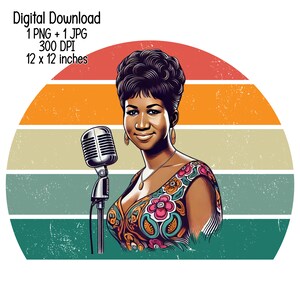 Retro Aretha Franklin Music Legend T-shirt Design | Digital Download ...