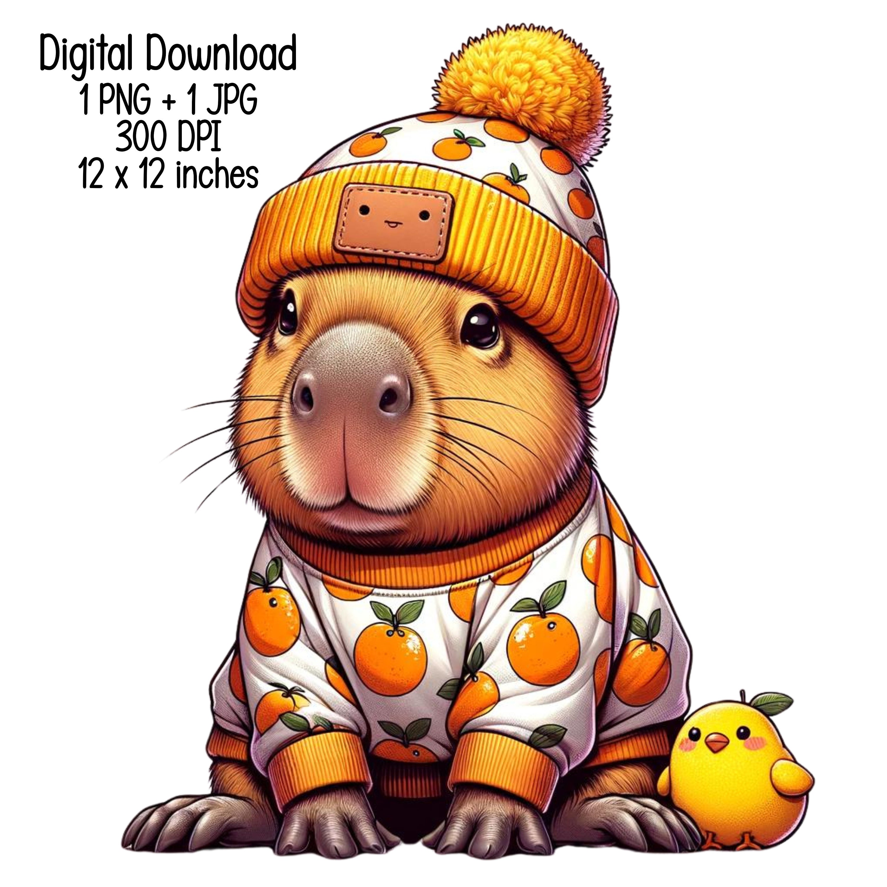 Cute Capybara Digital Download Capybara With Orange Illustration ...