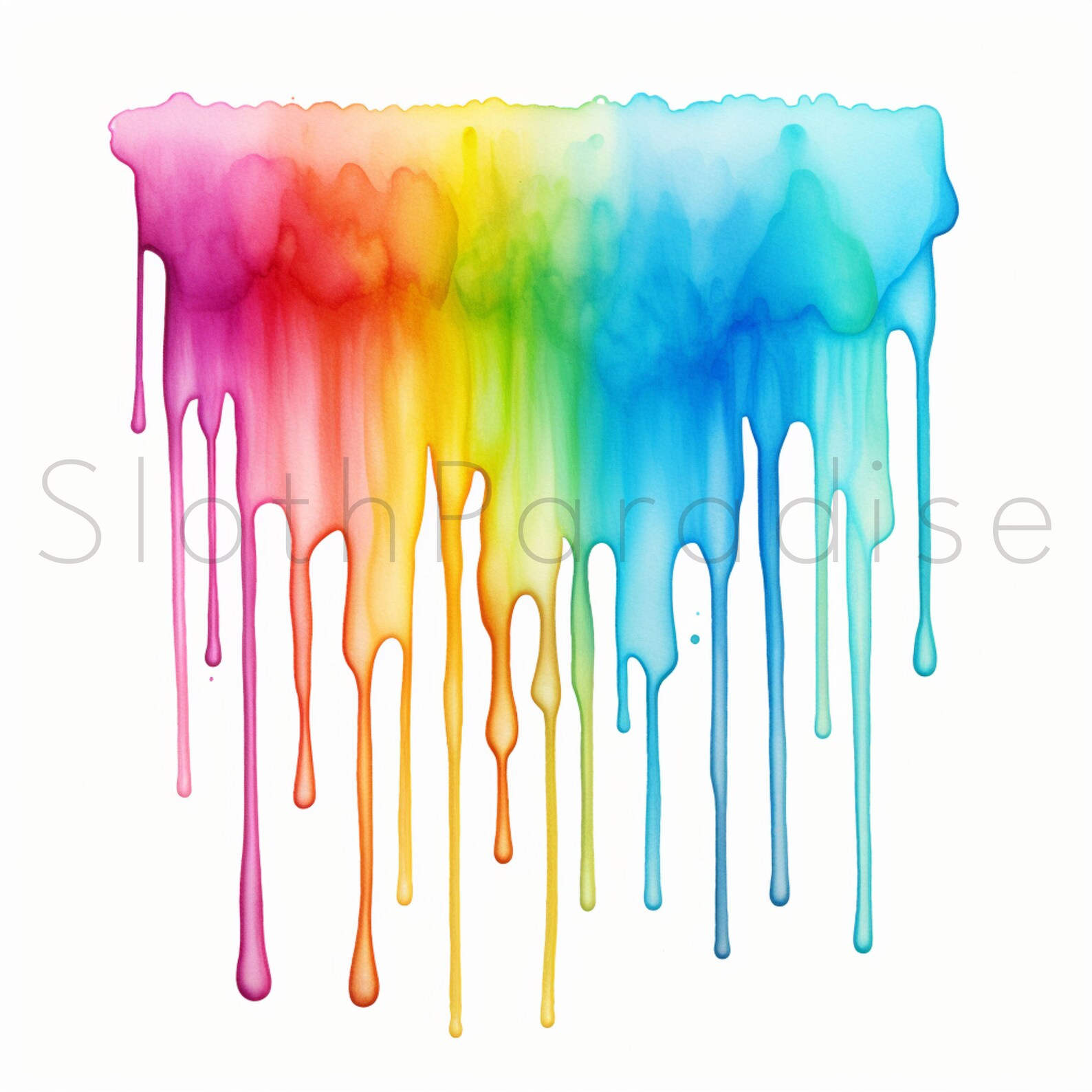 18 JPG Watercolor Rainbow Color Drips Digital Download Commercial Use ...