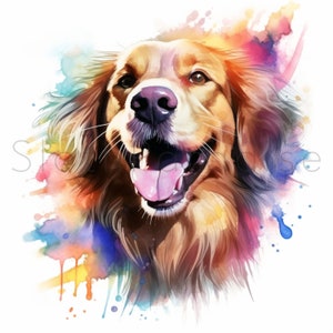 38 JPG Dog Color Splash Watercolor Clipart Digital Download Commercial ...