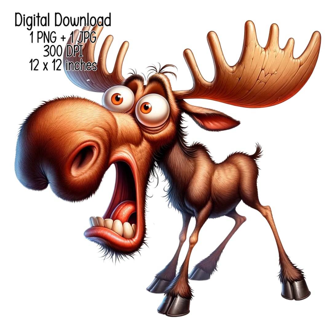 Moose Humorous Illustration | Digital Download | Funny Animal Clipart ...