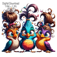 Three Silly Horses Clipart Humorous Horse Besties Illustration, Digital ...