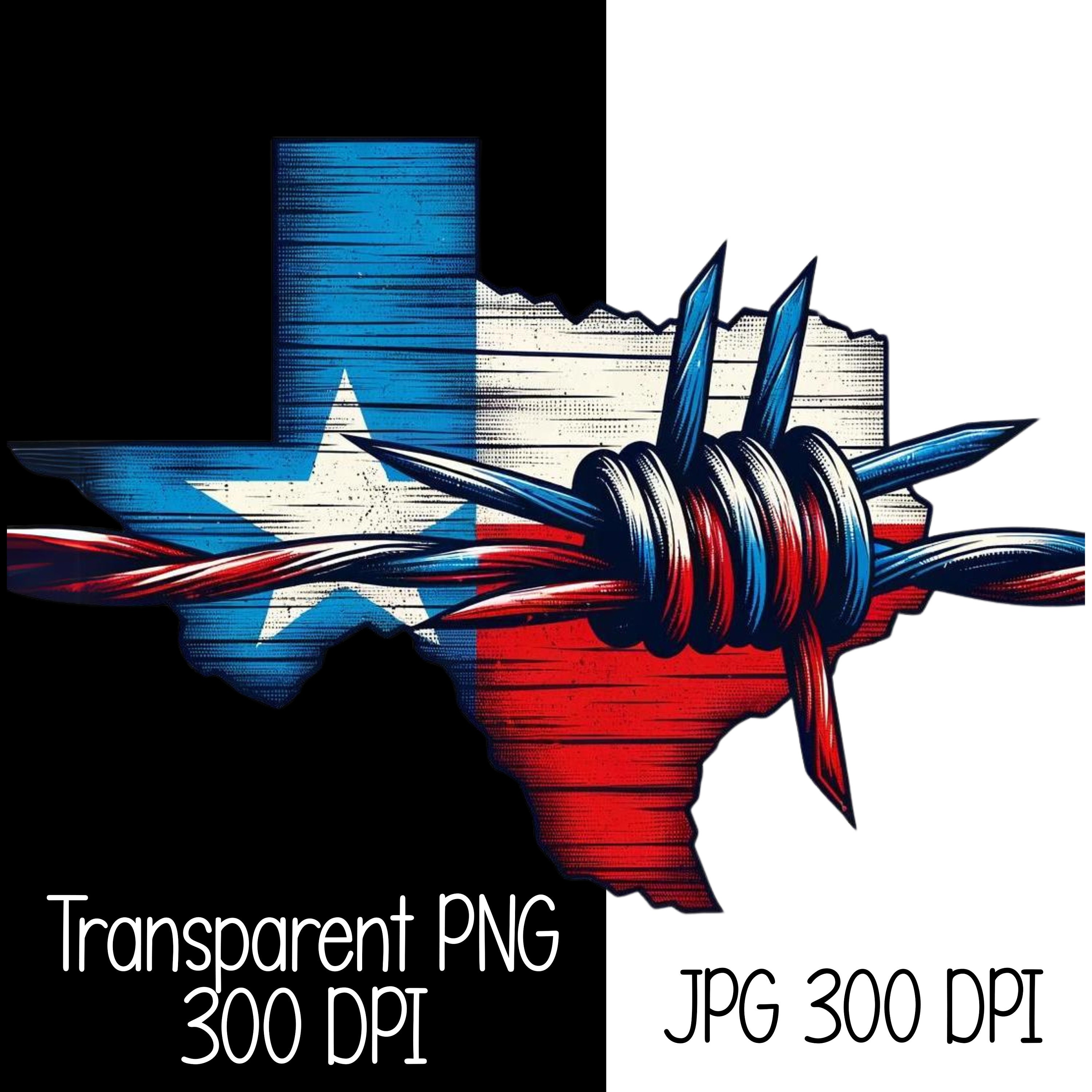 Texas Map and Flag Border Barbed Wire Fence Digital Download, TX ...