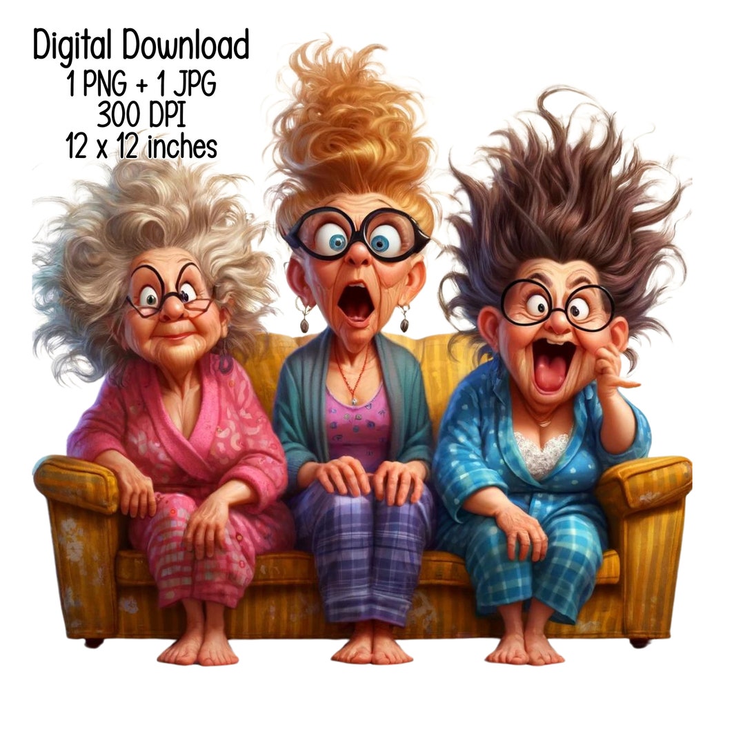 Crazy Grandmas Clipart Illustration Commercial Use Sublimation Designs ...