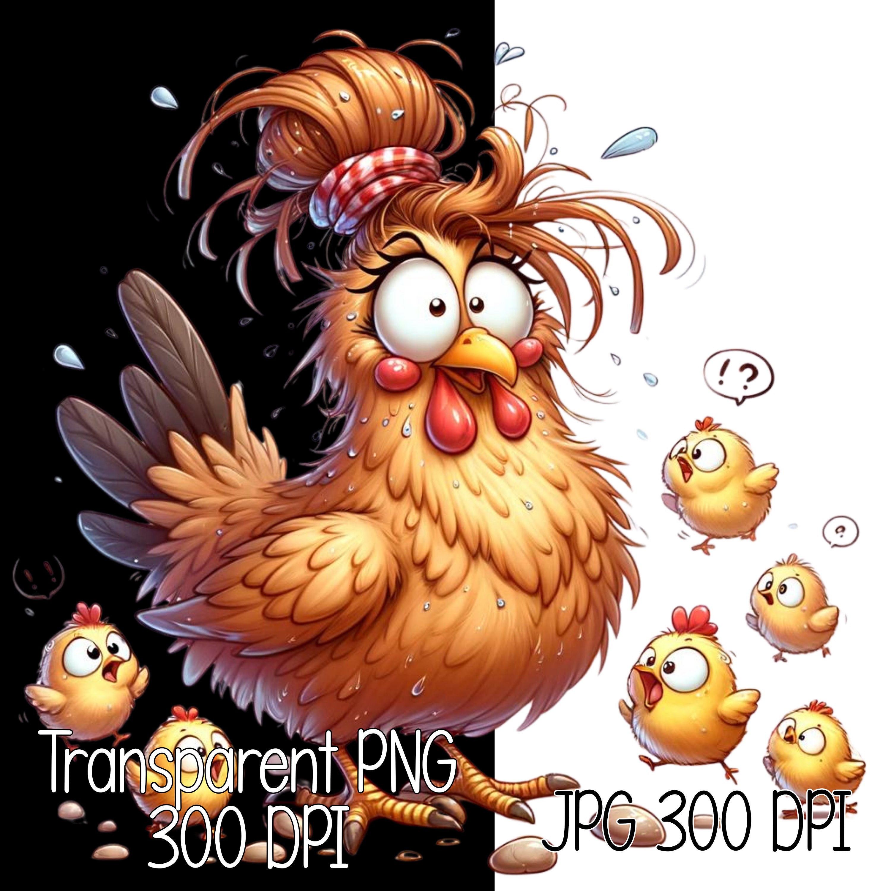 Crazy Mom Hen With Chicks Clipart Illustration Commercial Use ...