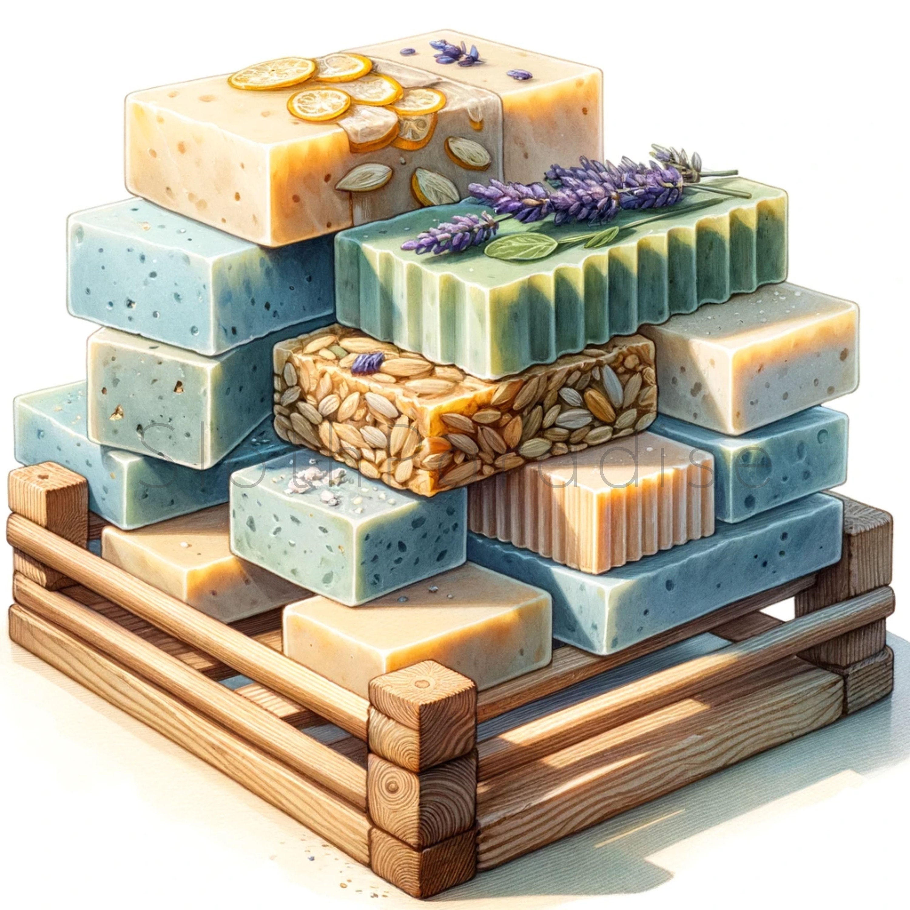 11 JPG Soap Making Process Watercolor Digital Download Commercial Use ...