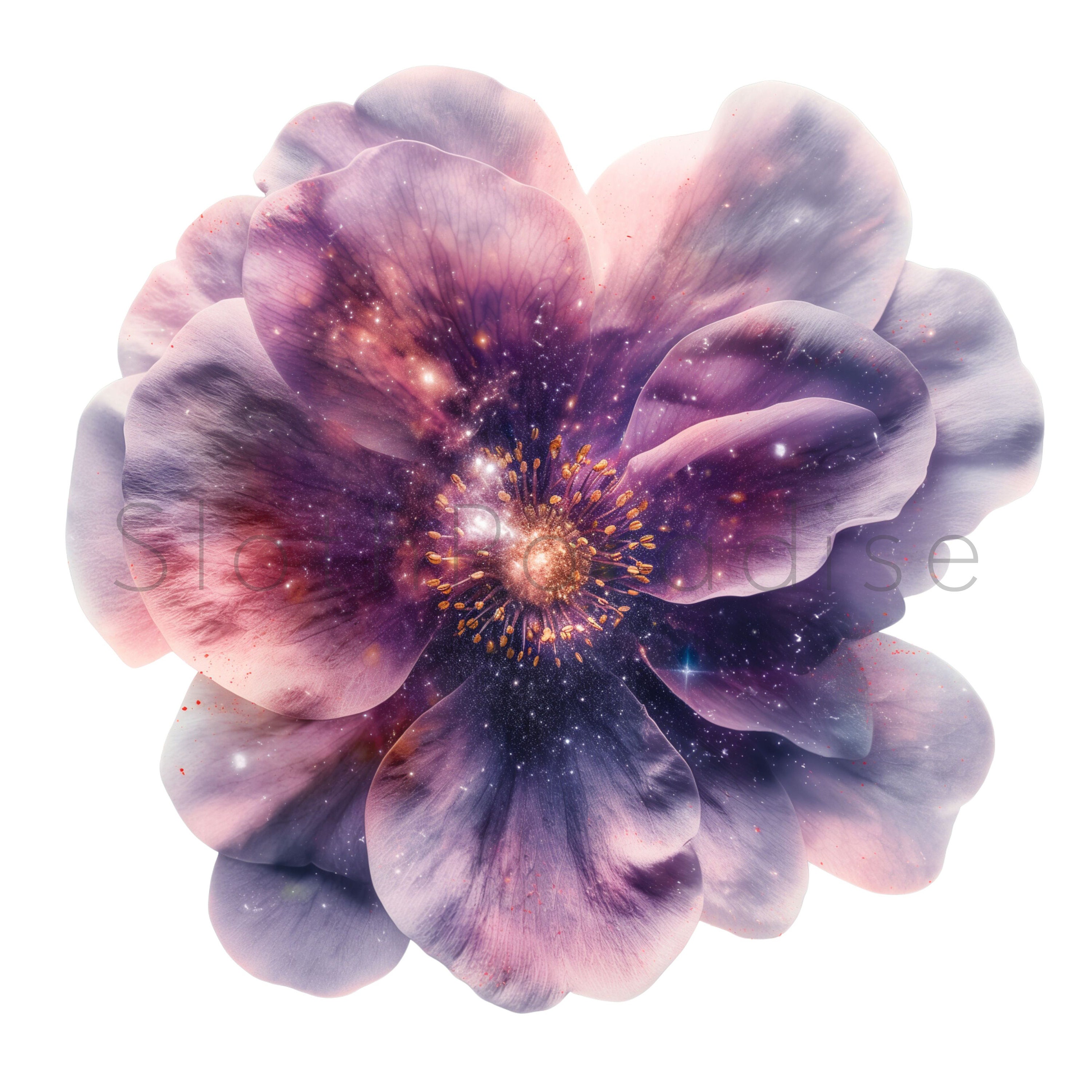 10 Abstract Galaxy Flower Clipart | Cosmos Blue Floral Print ...