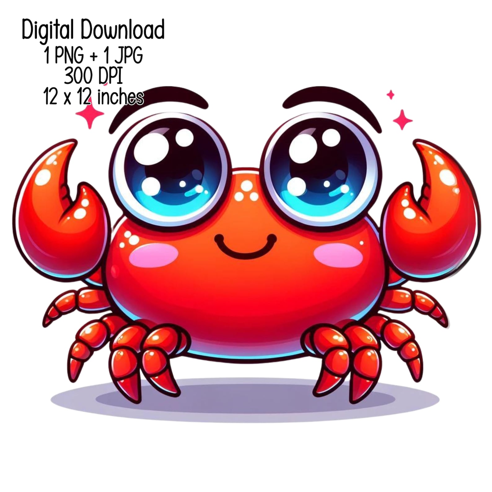 Crab Cute Red Adorable Children Clipart Illustration Commercial Use ...